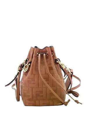 Fendi Mon Tresor Zucca Embossed Leather Mini Bucket Bag - Brown
