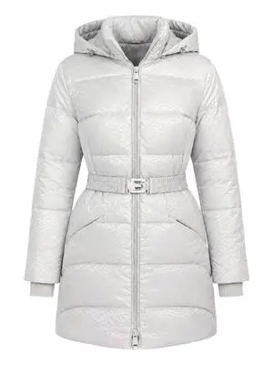 Guess All-over Logo Puffer Jacket - Silver
