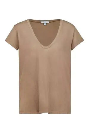 JAMES PERSE Cotton V-neck T-shirt - Brown