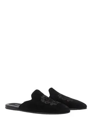 Dolce & Gabbana Embroidered Suede Mules - Blue