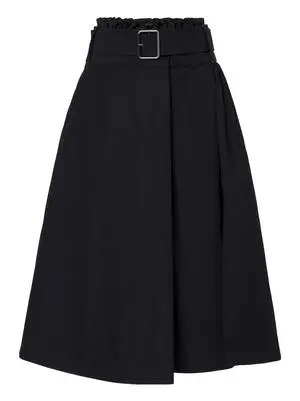 Loewe Belted Cotton-blend Midi Skirt - Black