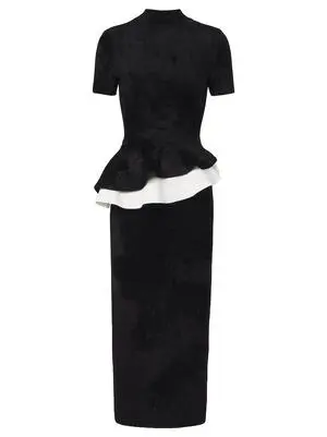 Roland Mouret Paneled Peplum Cocktail Dress - Black