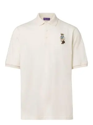 Ralph Lauren Purple Label Polo Bear Cotton And Cashmere Piqué Polo Shirt - White
