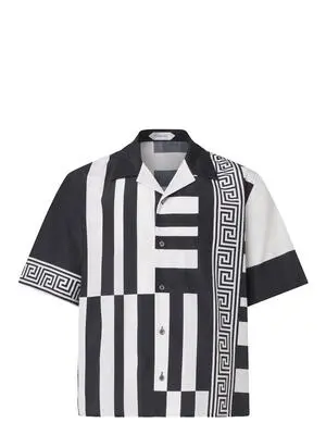 Versace Printed Cotton And Silk Bowling Shirt - Black