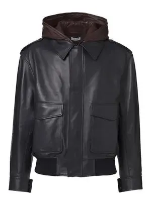Loewe Hooded Leather Jacket - Blue