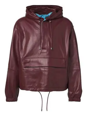 Loewe Hooded Leather Jacket - Burgundy
