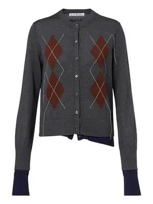 Acne Studios Layered Silk, Wool, And Cashmere Cardigan - Grey
