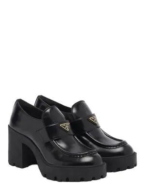 Prada Leather Platform Loafers - Black