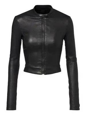 Gucci Cropped Leather Jacket - Black