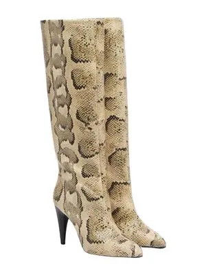 Isabel Marant Étoile Jany Snake-effect Leather Knee-high Boots - Beige