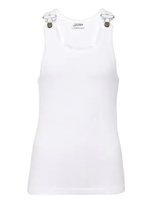 JEAN PAUL GAULTIER Ribbed-knit Cotton Jersey Tank Top - White