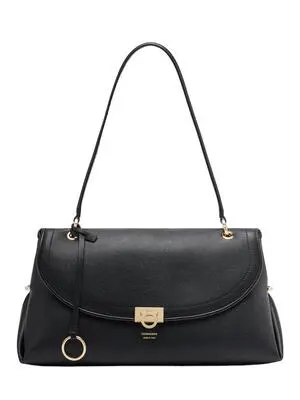 FERRAGAMO Sophia Medium Leather Shoulder Bag - Black