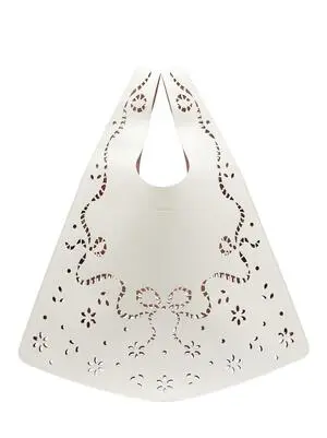 Simone Rocha Laser-cut Leather Shopper - White