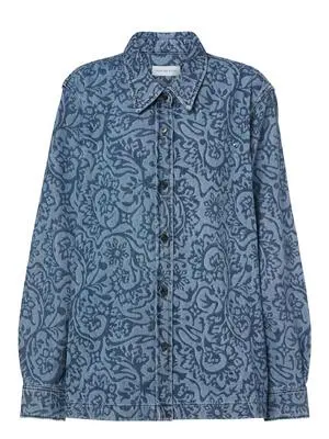 Dries Van Noten Floral Denim Overshirt - Blue