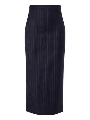 Givenchy Pinstripe Wool Pencil Skirt - Blue