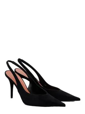 Amina Muaddi Anok Suede Slingback Pumps - Black