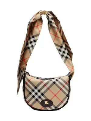 Burberry Check Silk Twill Shoulder Bag - Beige