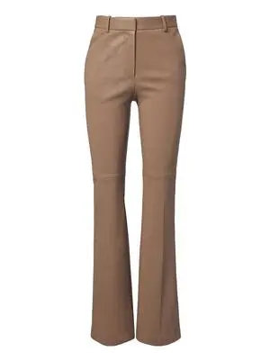 JOSEPH Tafira Leather Flared Trousers - Beige