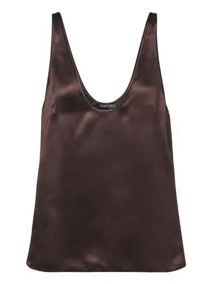 TOM FORD Silk Satin Top - Brown