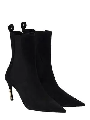 Gucci Embellished Suede Ankle Boots - Black