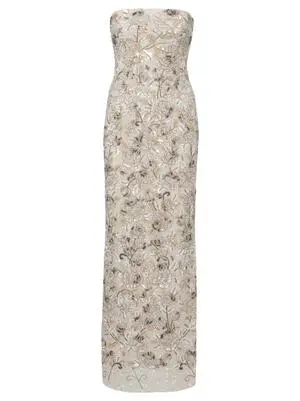 LA FUORI Là Fuori Icey Rose Embellished Floral Bustier Gown - White