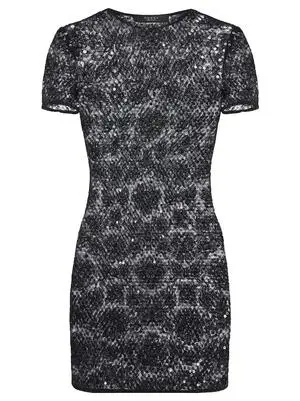 Gucci Sequined Floral Lace Mini Dress - Black