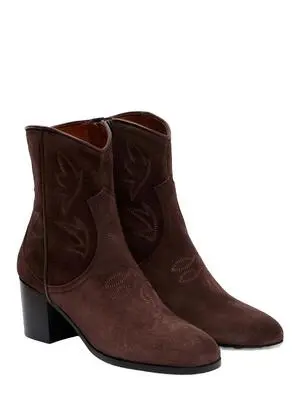 Valentino Garavani Bard Embroidered Suede Ankle Boots - Brown