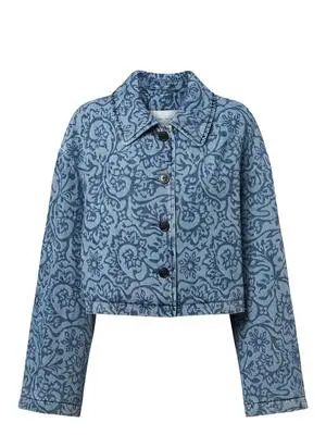 Dries Van Noten Floral Denim Jacket - Blue