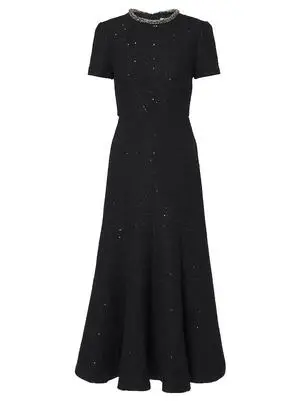 Roland Mouret Embellished Bouclé Cocktail Dress - Black