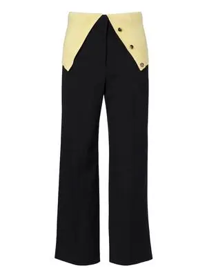 Loewe Paneled Wool Wide-leg Pants - Black