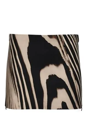 David Koma Zebra Print Mini Skirt - Beige