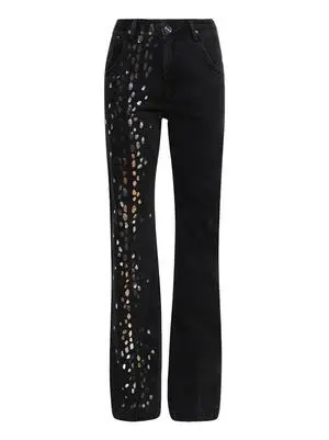 David Koma Foil Print Straight Leg Jeans - Black