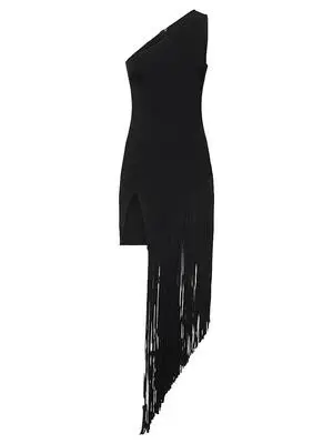 David Koma Asymmetric Fringe Knit Dress - Black