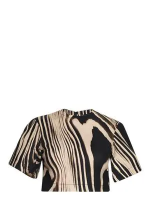 David Koma Zebra Print Crop Top - Beige