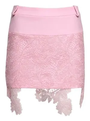 David Koma Fabric Mix Lace Hem Mini Skirt - Pink