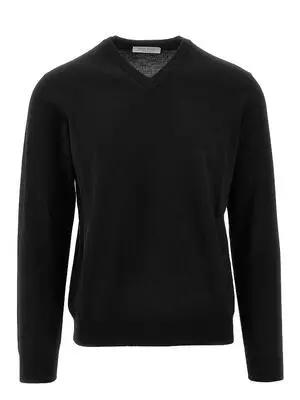 THE PULL Extrafine Merino Wool V-neck Sweater - Black
