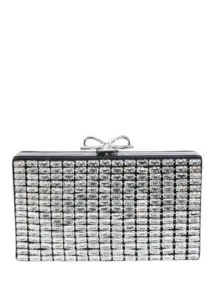 SELF-PORTRAIT Crystal Bow Detail Clutch Bag - Metallic