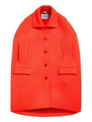 Balenciaga Wool Tricotine Cape Coat - Orange