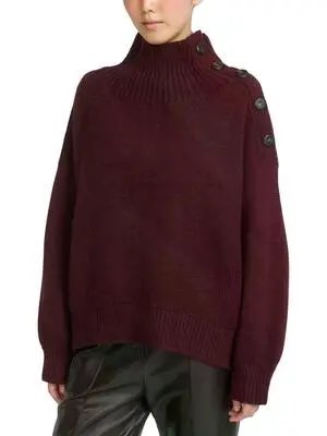 YVES SALOMON Button-detail High-neck Sweater - Red