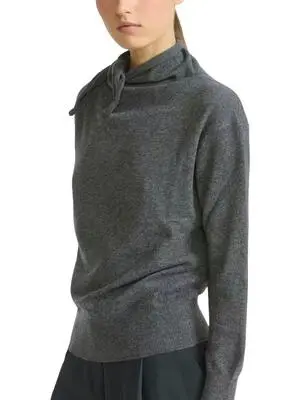 YVES SALOMON Scarf-collar Cashmere Sweater - Grey