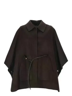 Agnona Belted Cape-style Coat - Brown