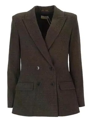 EMME Prince Of Wales Check Double-breasted Blazer - Brown