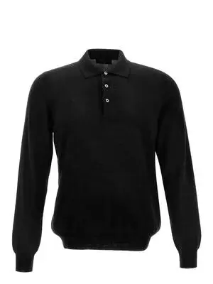 GRAN SASSO Button-down Polo Sweater - Black