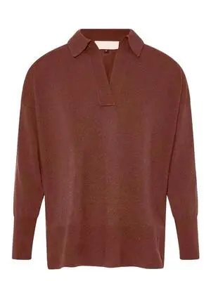YVES SALOMON Polo-collar Sweater - Brown