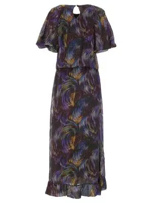 KRISTINA TI Kristina Ti Maxi Swirl-Print Ruffled Dress