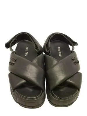 Miu Miu Logo Platform Slingback Sandals - Black