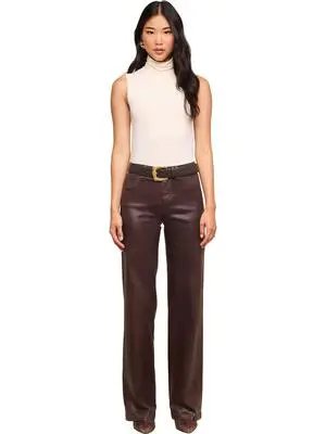 L'Agence Clayton Coated Wide-Leg Jean Dark Java Coated