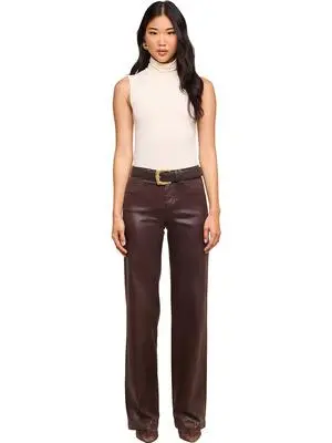 L'Agence Clayton Coated Wide-Leg Jean Dark Java Coated