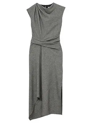 REISS Clara Cinched-waist Wool-blend Midi Dress - Grey