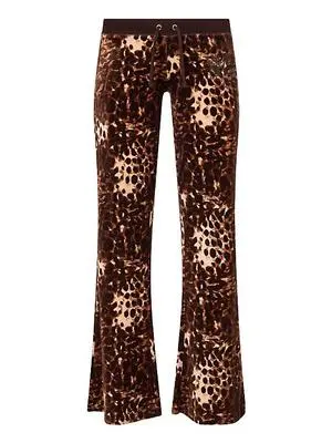 Juicy Couture Embroidered-Logo Leopard-Print Velour Jogging Bottoms Java Abstract Animal